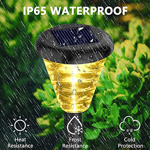 Fudosa Solar Pathway Lights, Warm/Color Changing Solar Garden Lights Outdoor Waterproof for Yard Path, Walkway, Driveway, Landscape Lighting, 4 Packs