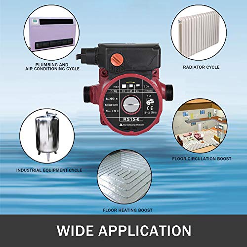 Happybuy Recirculating Pump, 93W 110V Water Circulator Circulating Pump NPT 3/4" w/Brass Fittings, 3-speed Control Recirculation 9.5 Gpm RS15-6 for Electric Water Heater System