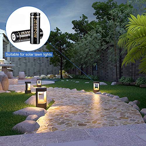 JESSPOW 14430 Battery, 14430 3.2V 450mAh LiFePo4 Rechargeable Solar Batteries 4 Pack for for Solar Panel Outdoor Garden Lights, Solar Panel Light, Tooth Brush, Shaver, Flashlight (NOT AA Battery)