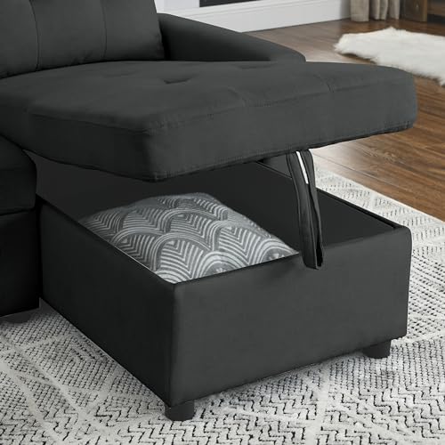 Eafurn L Shaped Sectional Sofa with Chaise Lounge and Pull Out Sofabed, Deep Seat Convertible Corner Couches with Storage Places,Comfy Upholstered Sofa&Couches for Living Room Furniture Sets