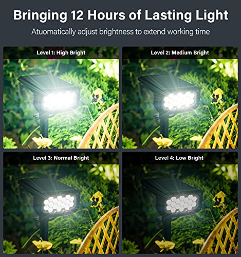 Solar Spotlight, 34 LEDs Solar Landscape Lighting, IP67 Waterproof Solar Lights & 3 Modes Solar Powered Spotlights, Dark Sensing Auto ON/Off for Yard Garden Walkway and Pool 2 Pack
