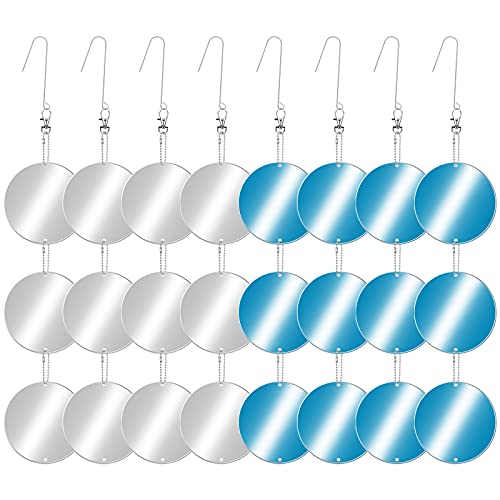 Firiglob 24 Pack Bird Scare Discs Set, 3.9 Inch Large Double-Sided Bird Reflectors, Upgraded Discs Set Reflective, Bird Scare Devices to Keep All Birds Away Like Woodpeckers, Pigeons, Ducks, Herons