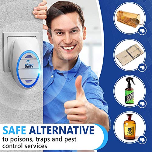 Ultrasonic Pest Repeller Rodent Deterrent Ultrasound Electric Device Get Away -2 Pack Roach Bed Bug Mouse Rodent Mosquito Cockroach Fruit