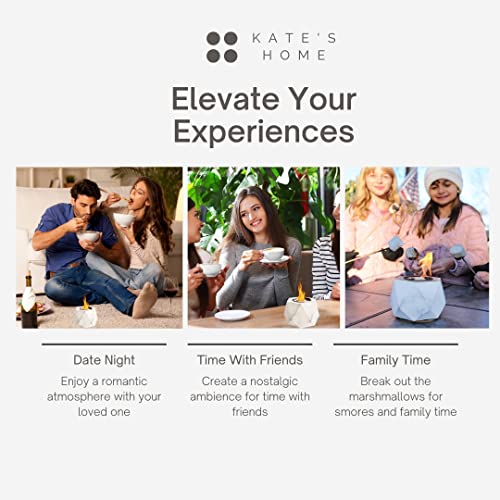 Kate's Home Portable Tabletop Fire Pit | Concrete Bowl Fireplace for Outside and Inside Rubbing Alcohol Mini Solo Bonfire Burning Pot Personal Smores Maker Stone Decor Patio, Balcony (fb101)