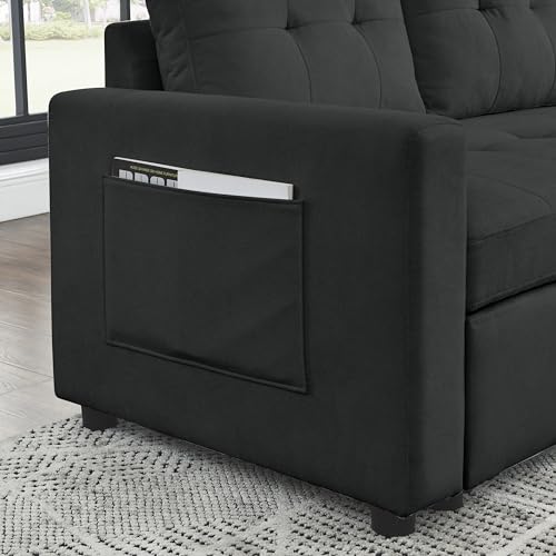Eafurn L Shaped Sectional Sofa with Chaise Lounge and Pull Out Sofabed, Deep Seat Convertible Corner Couches with Storage Places,Comfy Upholstered Sofa&Couches for Living Room Furniture Sets