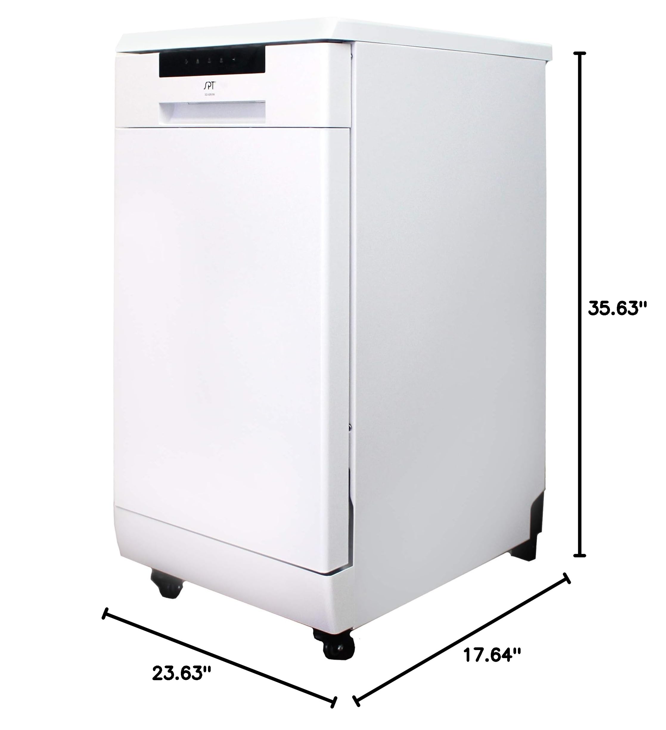 SPT SD-9263W 18″ Wide Portable Dishwasher with ENERGY STAR, 6 Wash Programs, 8 Place Settings and Stainless Steel Tub – White