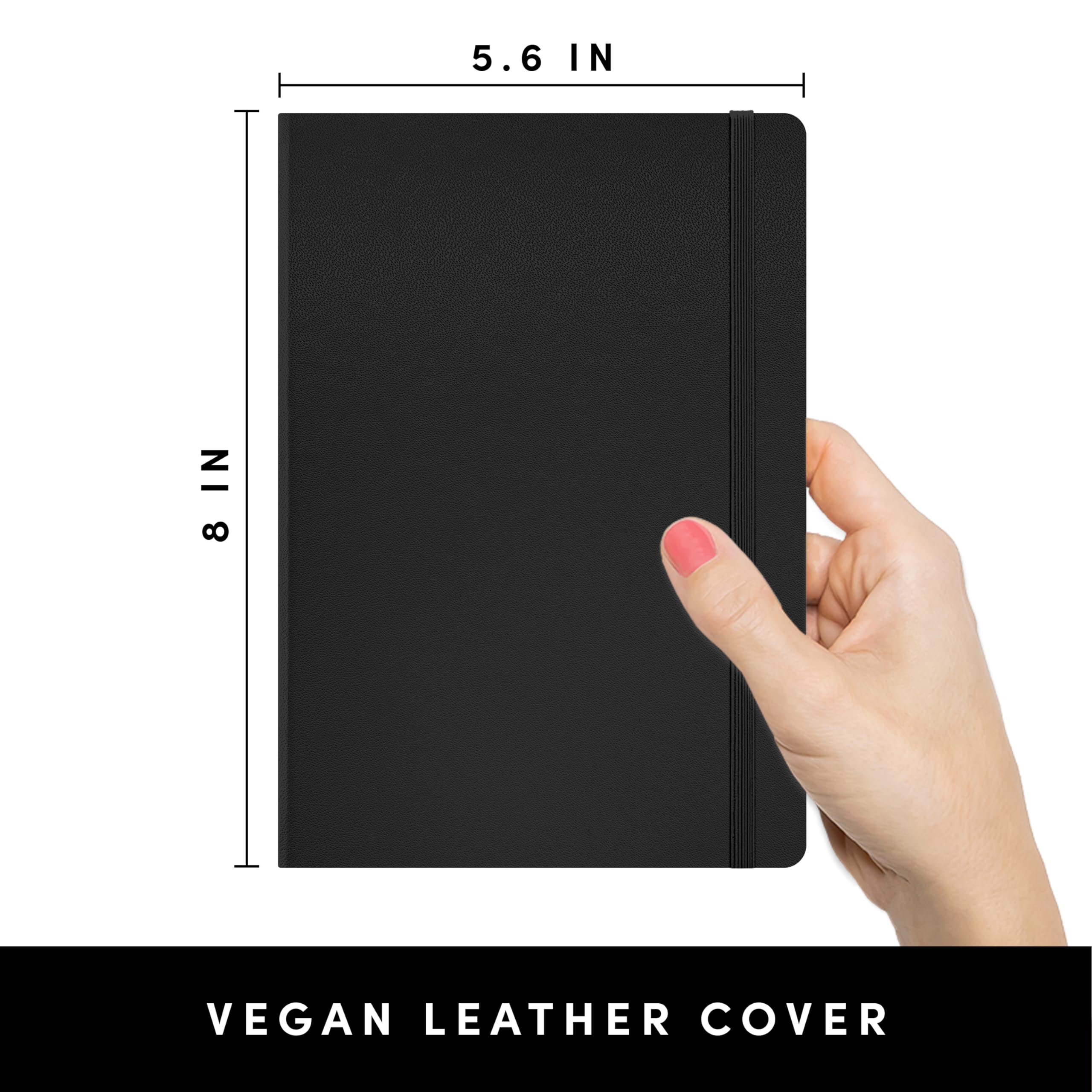 PAPERAGE Lined Journal Notebook, (Black), 160 Pages, Medium 5.7 inches x 8 inches - 100 GSM Thick Paper, Hardcover