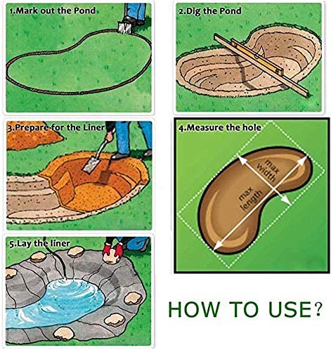 13X10 Ft Pond Liner 20Mil Flexible Liners Water Garden Fish Pond Liner Elasticity LDPE Pound Skins