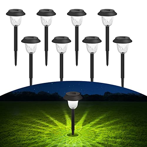 8 Pack Solar Lights Outdoor waterproof, Solar Powered Garden Lights, Bright LED Solar Pathway Lights, Auto On/Off landscape solar lights for Garden, Yard, Landscape, Patio, Driveway, Backyard, Walkway