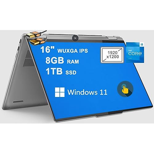 Lenovo Yoga 7i 2-in-1 Laptop 16" WUXGA IPS Touchscreen 13th Gen Intel 10-Core i5-1335U (>i7-1255U) 8GB RAM 1TB SSD Backlit Fingerprint Reader Thunderbolt Win11 Gray + HDMI Cable