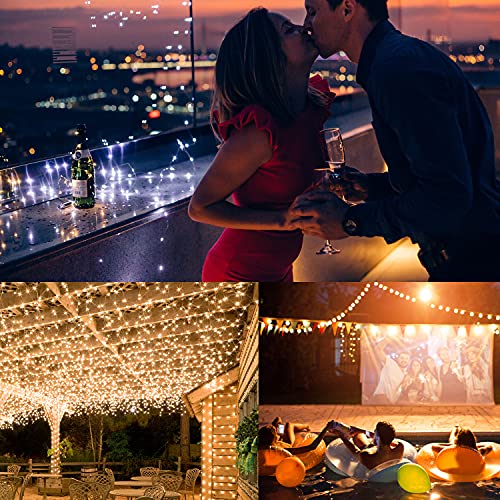LIOPEED 2 Pack 22.6ft 66 Led Battery Powered String Lights, IP65 Waterproof 8 Modes Twinkle Fairy Lights with Timer for Bedroom, Garden, Party, Christmas Tree Indoor Outdoor Decorations,Warm White