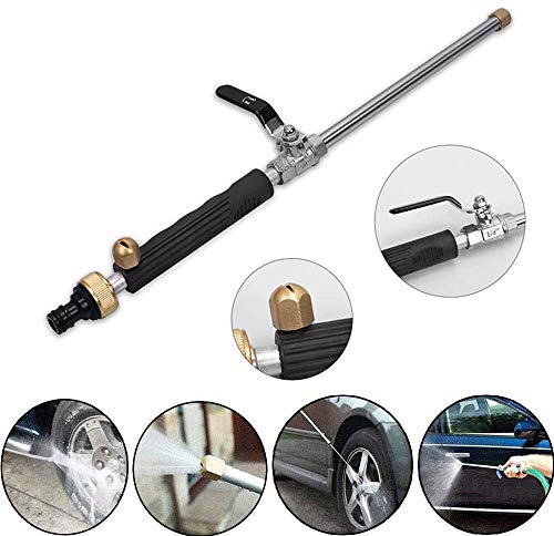 High Pressure Power Washer Wand, Extendable Hydro Jet Water Hose Nozzle Watering Sprayer, Garden Watering Wand for Patio Car Pet Window Gutter Cleaning Tool (Black)