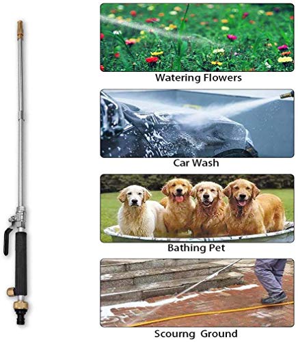 High Pressure Power Washer Wand, Extendable Hydro Jet Water Hose Nozzle Watering Sprayer, Garden Watering Wand for Patio Car Pet Window Gutter Cleaning Tool (Black)