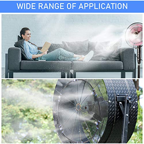 XDDIAS Fan Misting Kit for Outdoor Misting Cooling System with 19.67FT (6M) Misting Line+6 Nozzle+A Faucet Adapter DIY Cool Patio Breeze Misters Fan for Any Outdoor Fans