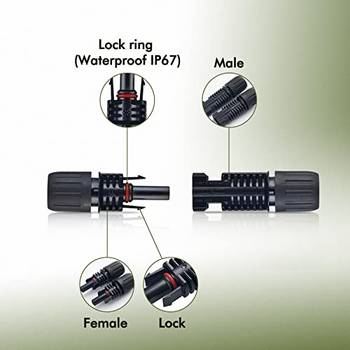 HQST 10 Pairs Solar Connectors Male/Female IP67 Waterproof Solar Panel Cable Connectors