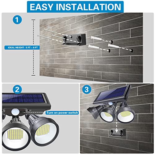 Solar Outdoor Lights, Kasonic ML5000 Motion Sensor Security LED High Brightness 7000K, IP65 Waterproof, Cordless, Flood Light for Garage Yard Garden Porch, 1 Pack