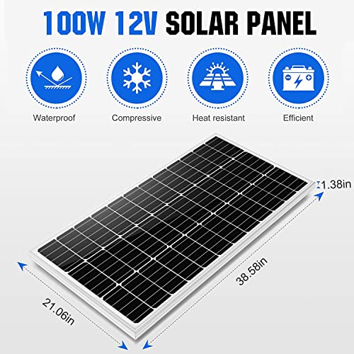 ECO-WORTHY 100 Watt 12 Volt Solar Panel Kit for RV Battery Boat Trailer Cabin Garden Shed Home: 100W Solar Panel+30A PWM Charge Controller+ Tray Cable + Z Mounting Brackets