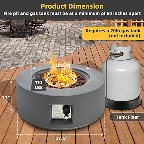 Giantex Propane Fire Pit Table W/ CSA Certification & PVC Cover, 27.5 Inches Round Gas Fire Pit w/ 40,000 BTU, Adjustable Flame, Lava Rocks, Outdoor Propane Fire Pit for Patio Garden Backyard