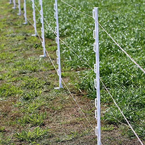 FENCE SHOCK 48Inch Step-in Fence Post-Electric Fence System Post for Garden and Farm(25 Pack),White