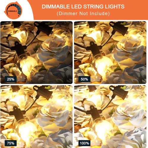 Kawaya String Lights for Outside, 150FT LED Outdoor String Lights Waterproof with 72+3 Shatterproof Edison Plastic Bulbs, Connectable Outdoor Lights for Patio Garden Bistro Backyard Party Gazebo