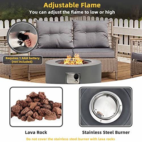 Giantex Propane Fire Pit Table W/ CSA Certification & PVC Cover, 27.5 Inches Round Gas Fire Pit w/ 40,000 BTU, Adjustable Flame, Lava Rocks, Outdoor Propane Fire Pit for Patio Garden Backyard