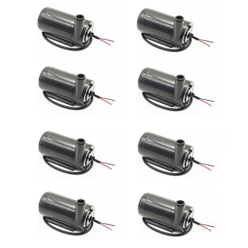 SazkJere 8pcs Micro Submersible Mini Water Pump DC 3V 5V Horizontal Aquarium Water Pump Low Noise for Fish Tank Pond Fountain Hydroponics Garden (Black)