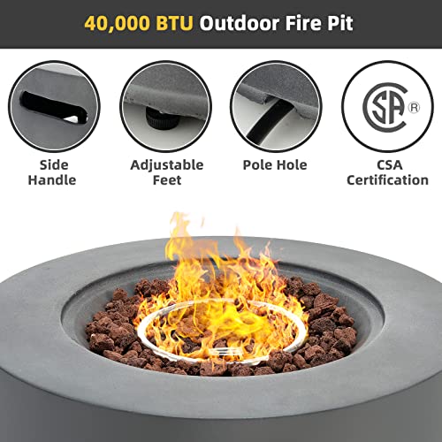 Giantex Propane Fire Pit Table W/ CSA Certification & PVC Cover, 27.5 Inches Round Gas Fire Pit w/ 40,000 BTU, Adjustable Flame, Lava Rocks, Outdoor Propane Fire Pit for Patio Garden Backyard