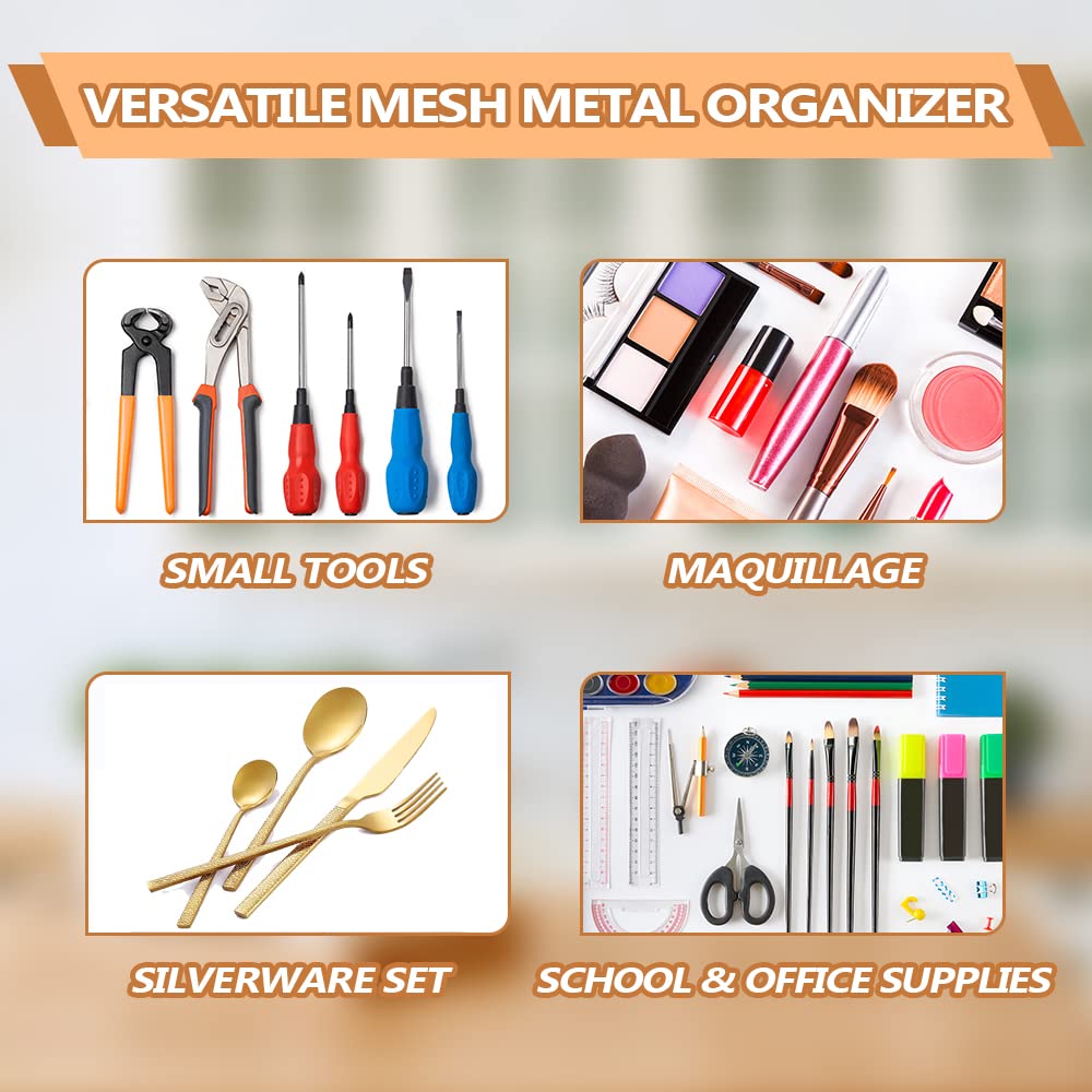 COSWE Silverware Tray for Drawer, Silverware Organizer, Metal Drawer Organizer Kitchen Utensils with Foam Feet Multi Compartments Cutlery Organizer in Drawer