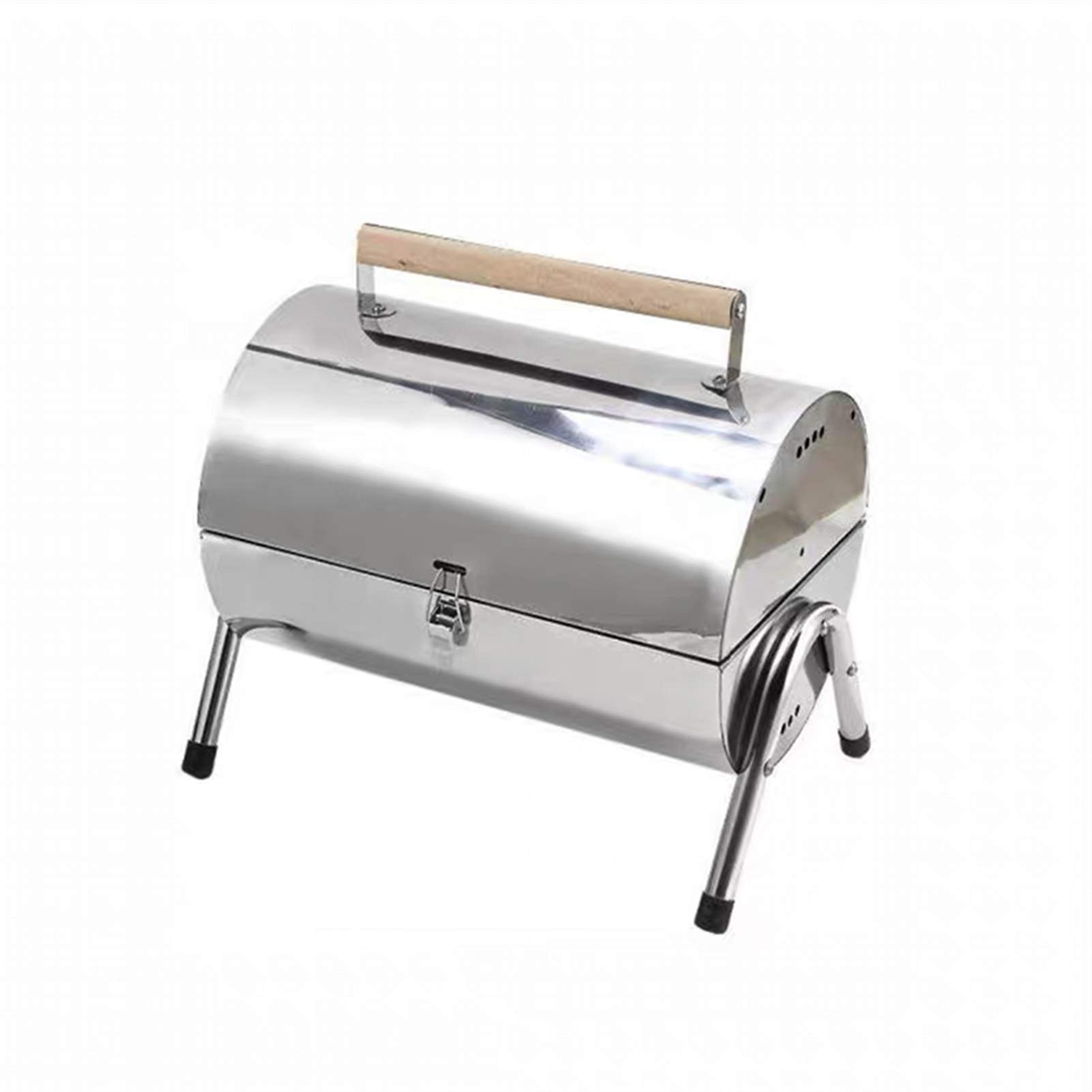 Portable BBQ Grill Portable Charcoal Grill Mini Lightweight BBQ Smoker Grill for Outdoor Barbecues Camping Backyard Garden Picnic Beach Party, Stainless Steel, Silver for Patio Backyard Barbecue Campi
