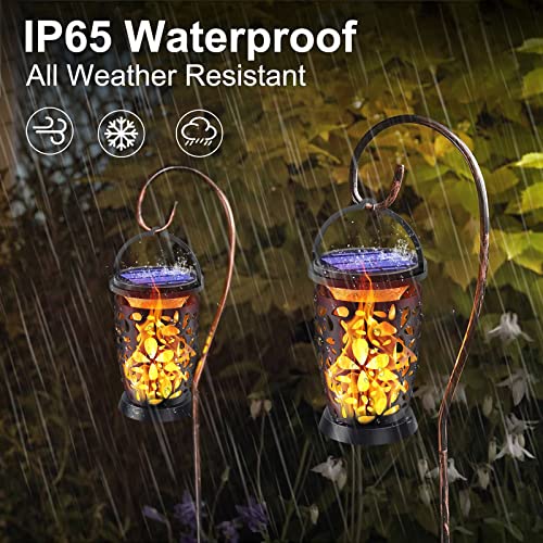 Ambaret Solar Lantern Dancing Outdoor Lights Garden Hanging Lantern, Flame Decorative Lighting ,Solar Powered Waterproof Flame Candle Mission Lights for Table,Outdoor, Party, Patio,Trees, 1 Pack
