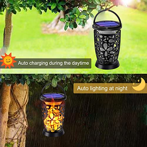 Ambaret Solar Lantern Dancing Outdoor Lights Garden Hanging Lantern, Flame Decorative Lighting ,Solar Powered Waterproof Flame Candle Mission Lights for Table,Outdoor, Party, Patio,Trees, 1 Pack