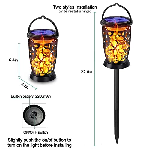 Ambaret Solar Lantern Dancing Outdoor Lights Garden Hanging Lantern, Flame Decorative Lighting ,Solar Powered Waterproof Flame Candle Mission Lights for Table,Outdoor, Party, Patio,Trees, 1 Pack