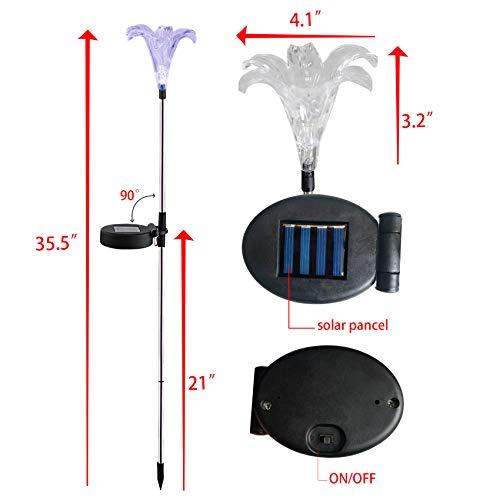 2PCS Waterproof Outdoor Solar Garden Stake Lights with Vivid Figurine β Lily LED Garden Landscape Lawn Lamp for Flower Beds Backyards Decoration