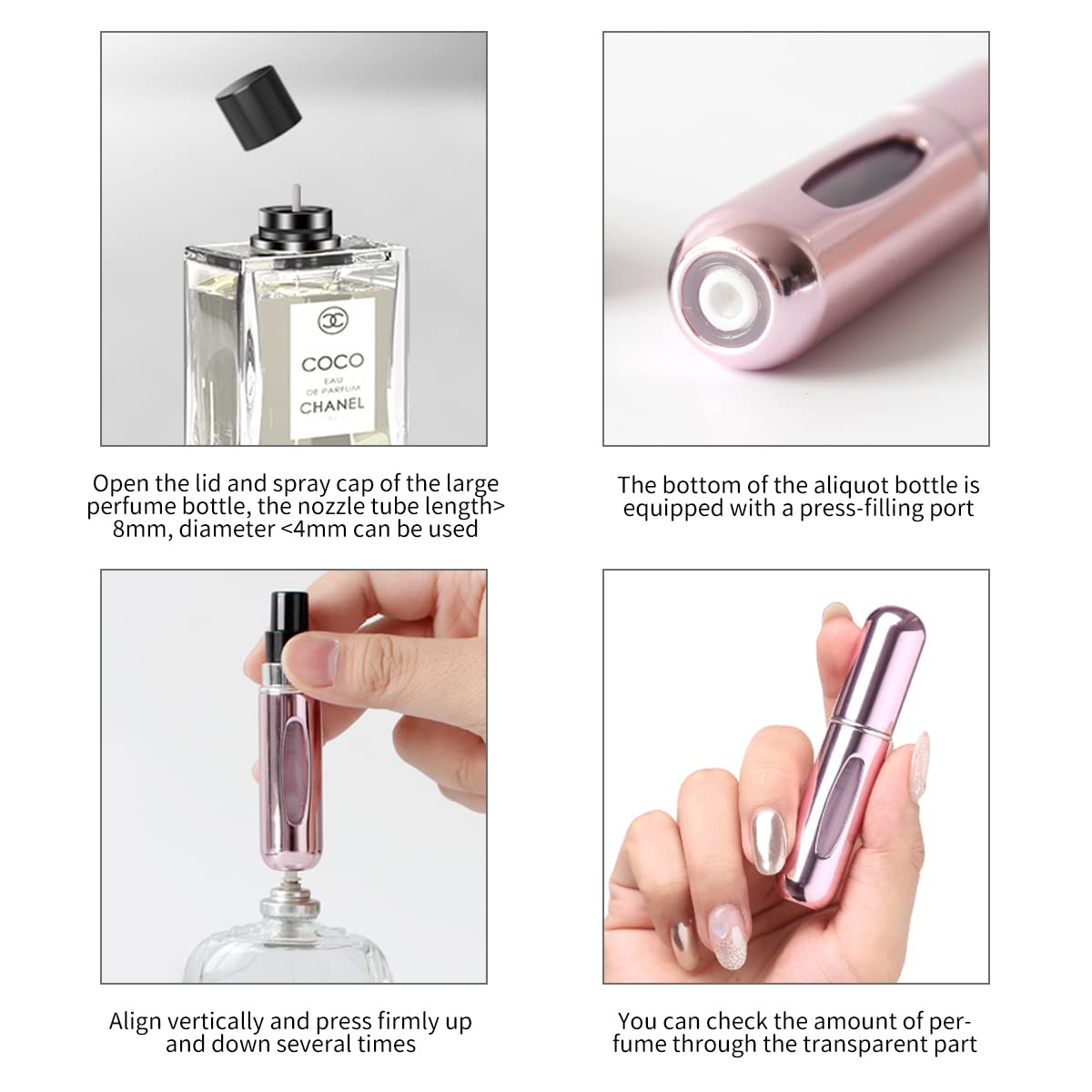 BeautyChen 6 Pack 5ml Refillable Perfume Atomizer Spray Bottle Portable Mini Empty Easy to Fill Scent Aftershave Pump Case Travel Outgoing Purse Multicolor