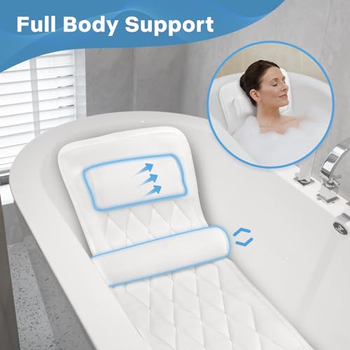 Bath Pillow,Bath Pillows for Tub Neck and Back Support, Bathtub Pillows for Head and Neck, Bathtub Pillow, Bath Accessories for Tub Women, Hot Tub Accessories for Adults, Tub Pillow (White)