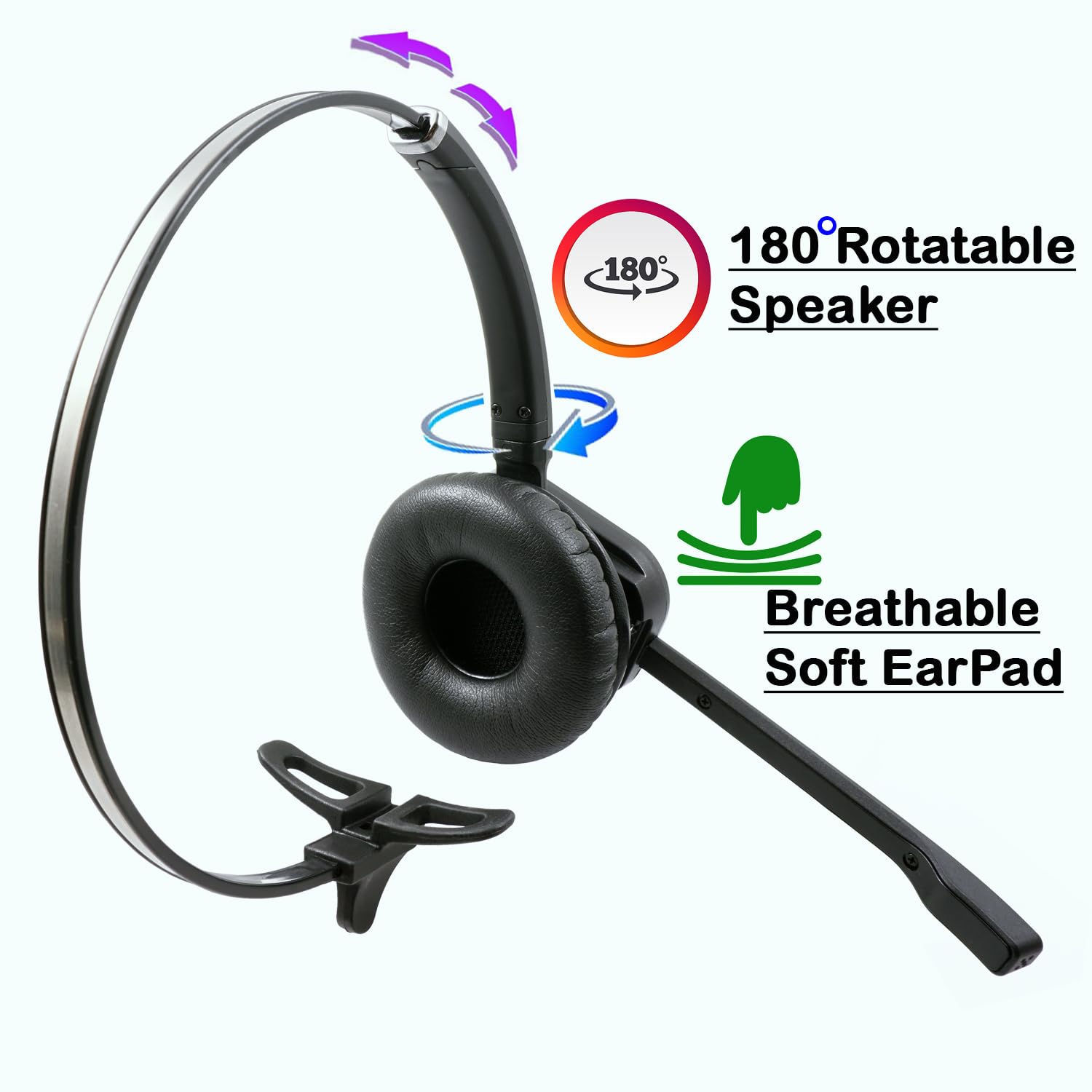 INNOTALK Wireless Headset Compatible with Polycom VVX150, VVX250, VVX350, VVX450, VVX500, VVX600, VVX1500 with an EHS Cord - Desk Office Phone Call Center Wireless Headset(Pioneer)
