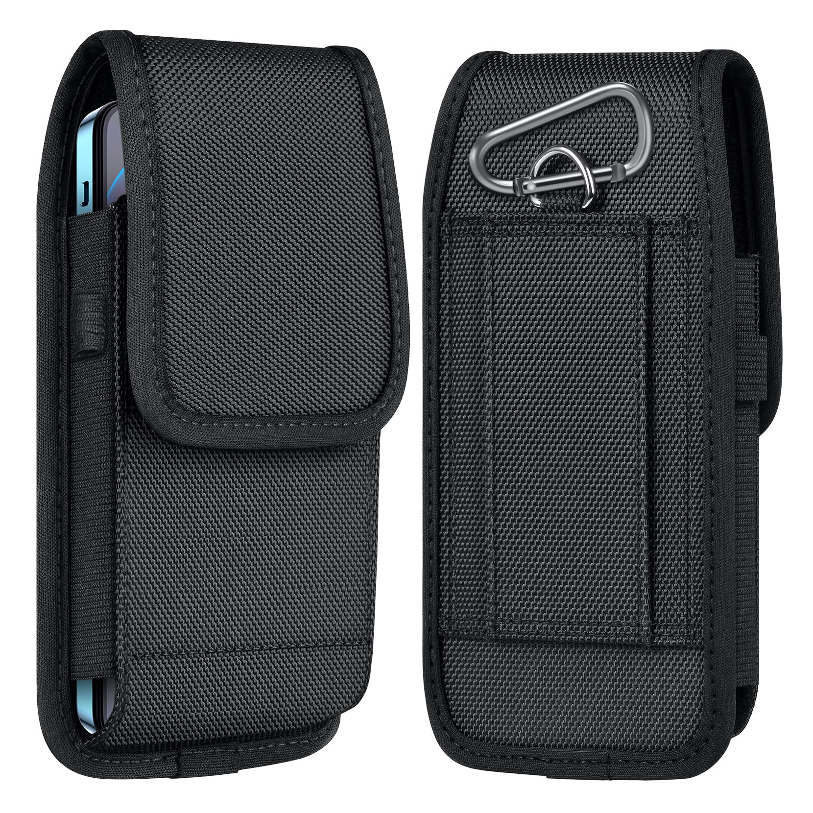 ykooe Cell Phone Pouch Nylon Belt Holster Case Compatible with Galaxy S25/S24/S23/S22 Ultra A16 A15 A14 A13, Moto G Stylus/Power/Play, Pixel 8/7 Pro, TCL OnePlus T-Mobile, Black - XXL