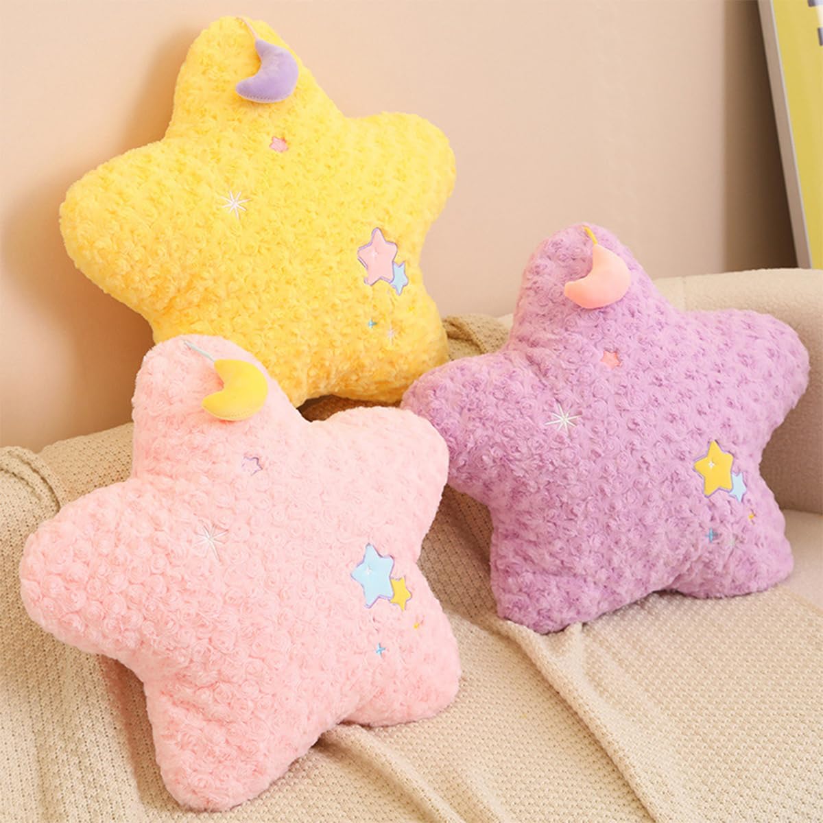 Ukadou Lovely Star Plush Throw Pillow Super Soft Star Shaped Pillow Decorative Stuffed Plush Pillow Cushion Fluffy Nursery Pillow for Livingroom Playroom Bedroom Reading Nook Decor (Purple)