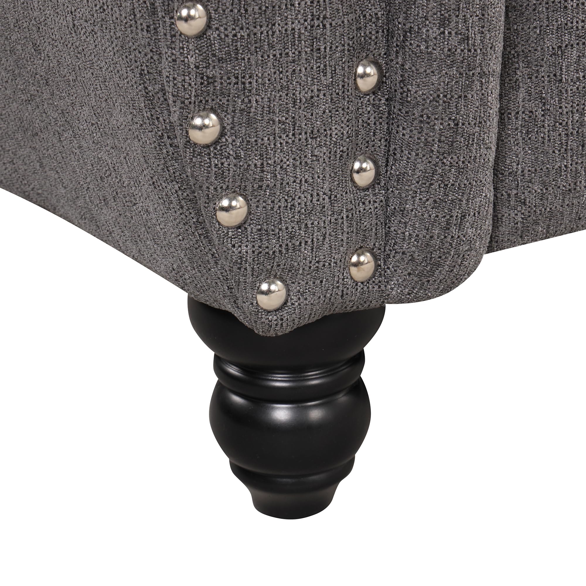 Bellemave Chesterfield Sofa Loveseat Mini Tufted Couch for Living Room Luxury Dutch Velvet Upholstered Small Sofa with Solid Wood Legs and Button Tufted Backrest for Apartment Office, 60" Grey