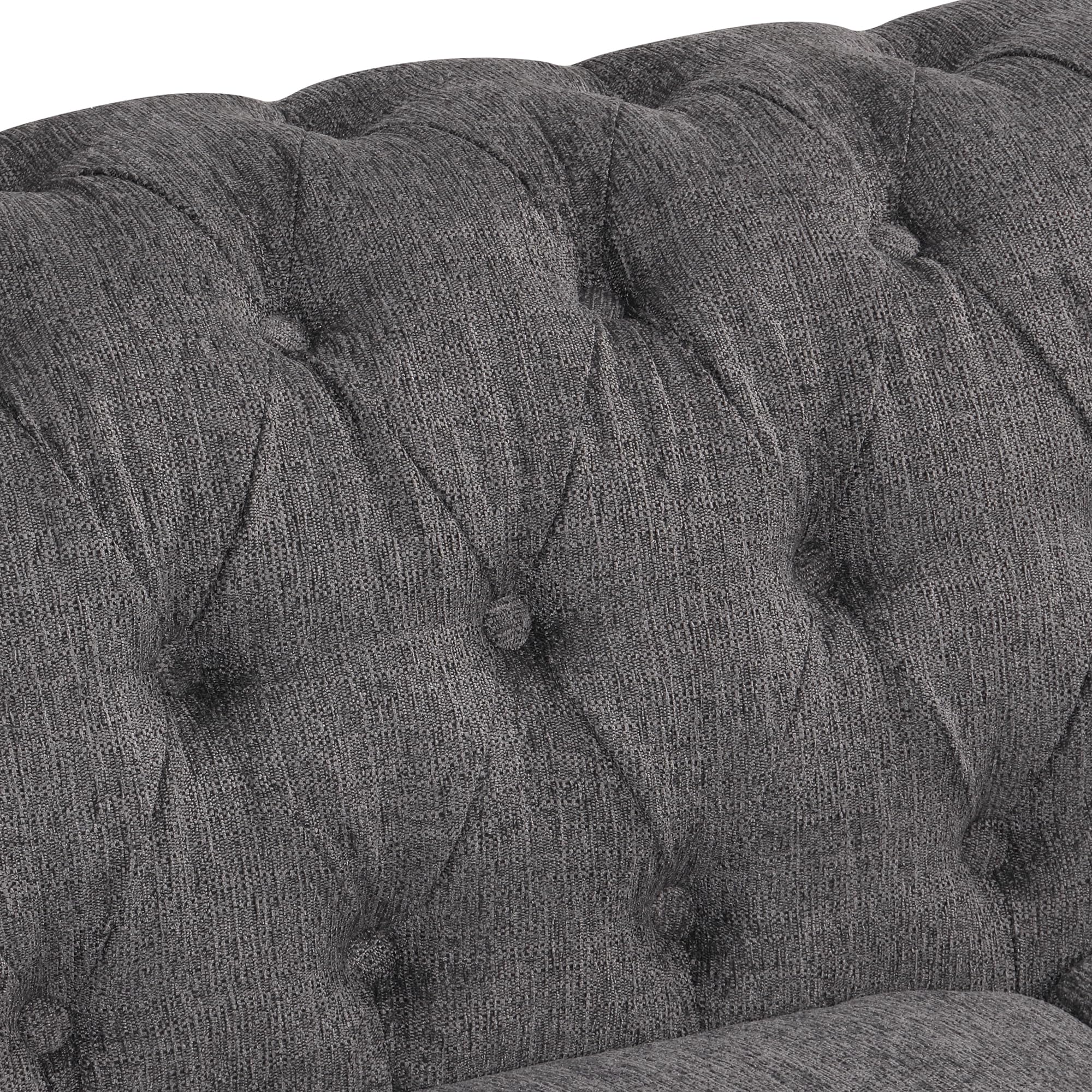 Bellemave Chesterfield Sofa Loveseat Mini Tufted Couch for Living Room Luxury Dutch Velvet Upholstered Small Sofa with Solid Wood Legs and Button Tufted Backrest for Apartment Office, 60" Grey