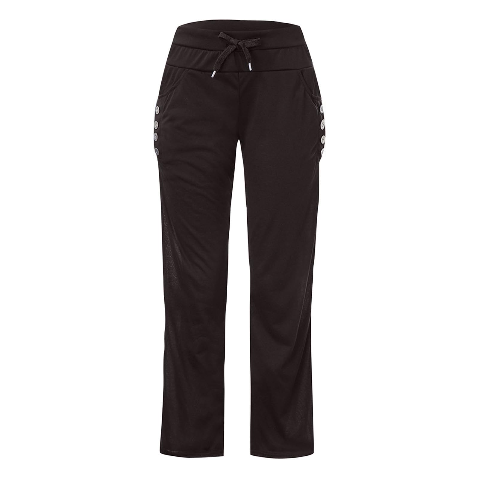 Sweatpants Women Drawstring Elastic Waist Loose Fit Crop Straight Pants Running Workout Casual Trousers