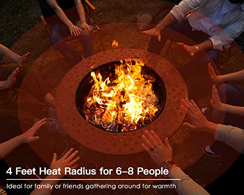 PaPaJet 36 Inch Fire Pit with 2 Grill, Outdoor Wood Burning Firepit with Lid, Metal Round Table for Backyard Patio Garden Picnic Camping Bonfire