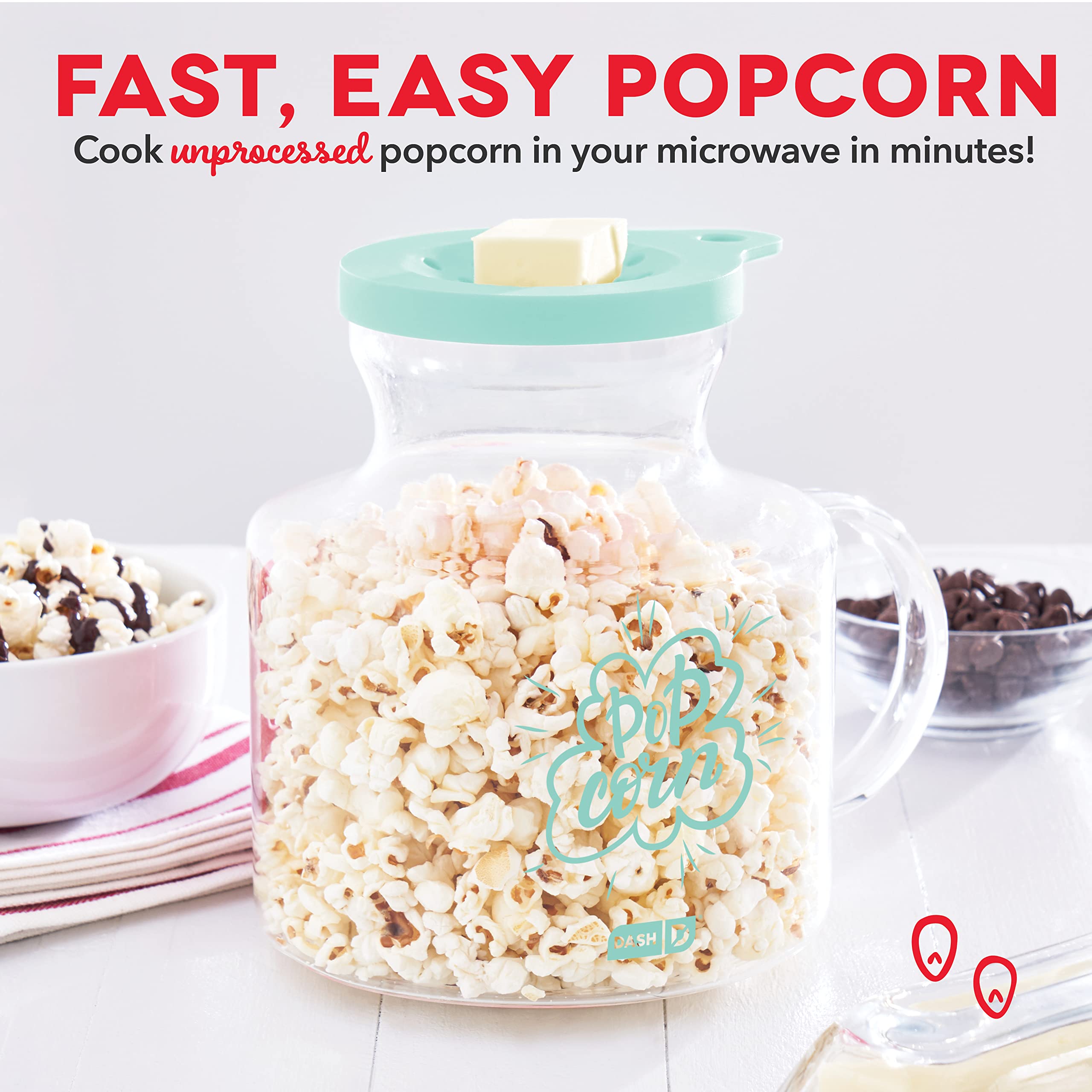 Dash Microwave Popcorn Popper for Fresh Movie Theater Style Popcorn at Home - Aqua