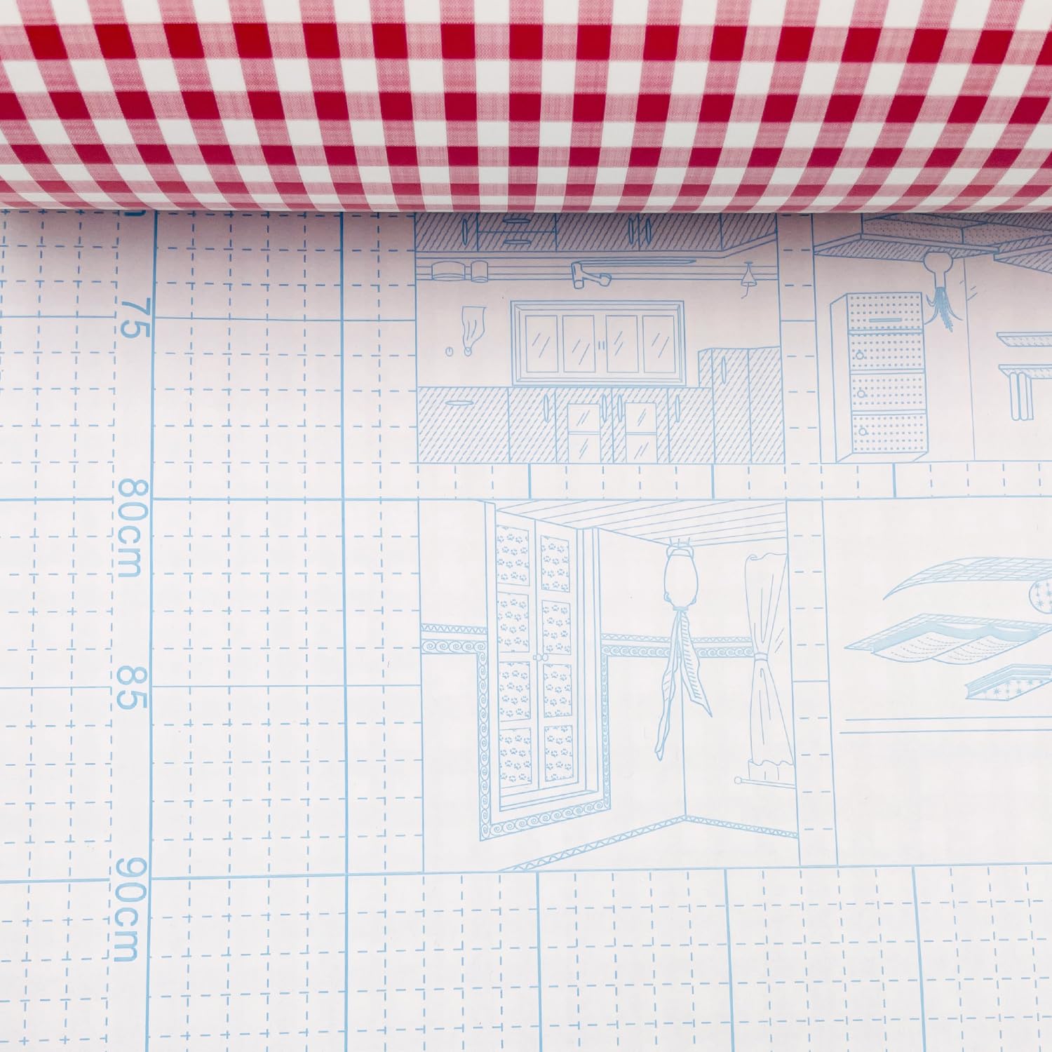 Yifely Red Holiday Gingham Drawer Paper Self-Adhesive Shelf Liner Makeup Cabinet Decor 17.7 Inch by 9.8 Feet
