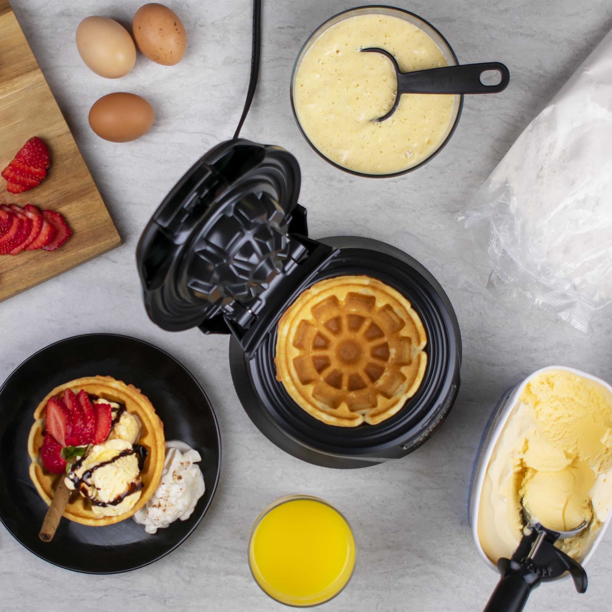 Presto 03500 Belgian Waffle Bowl Maker,Black, 9.3 x 8.25 x 5.25 inches