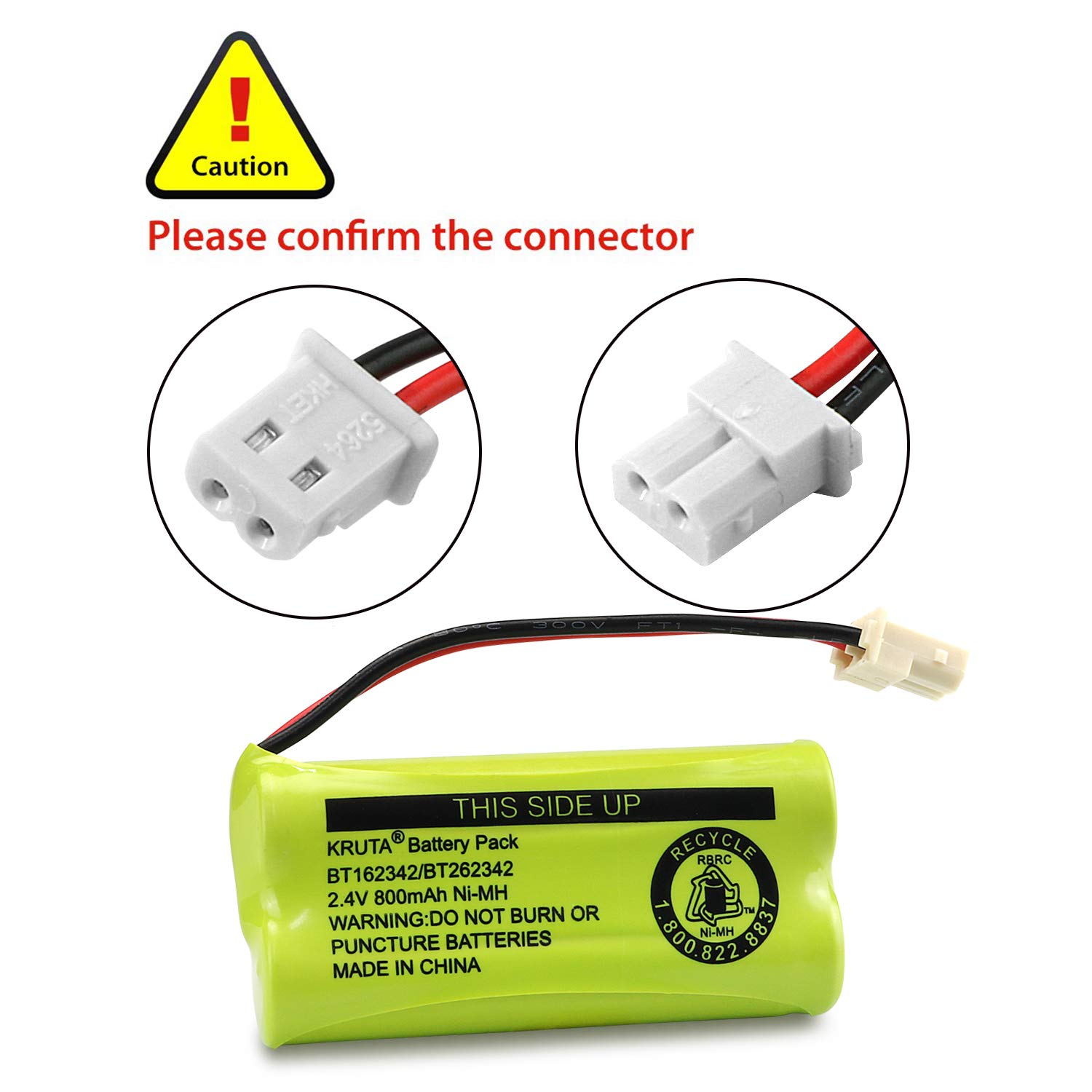Kruta BT166342 BT266342 Battery 2.4V 800mah Replacement Battery Pack Compatible with for BT183342 BT283342 BT162342 BT262342 VTech CS6114 CS6419 CS6719 at&T EL52300 CL80111 Cordless Phone (Pack 4)