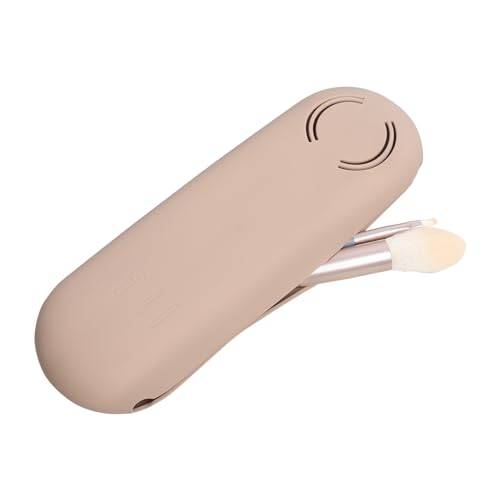 Vemoky Makeup Brush Holder/makeup brush covers/Travel Makeup Brush Holder/Soft Silicone Makeup Brush Holder/Stylish Make Up Brushes Holder Organizer/Double-sided Vent Makeup Bags for Women (Khaki)