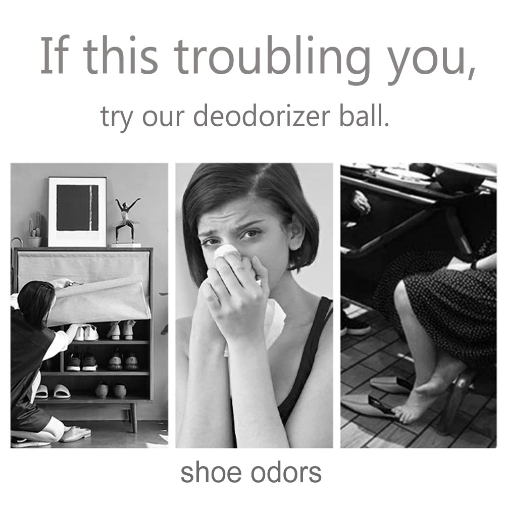 Deodorizer Balls for Sneaker Upgraded, Odor Purifying Ball Cleaner Eliminator for Shoes, Drawers, Lockers & Gym Bags - 6 Pack