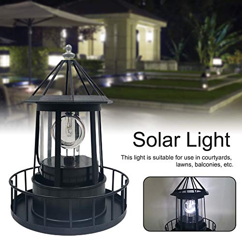 PXRJE Solar Lighthouse，LED Solar Powered Lighthouse, 360 Degree Rotating Lamp,Solar Powered Waterproof Lawn Lights,IP65 Waterproof LED Solar Lighthouse Garden Yard Outdoor Decor(Black)