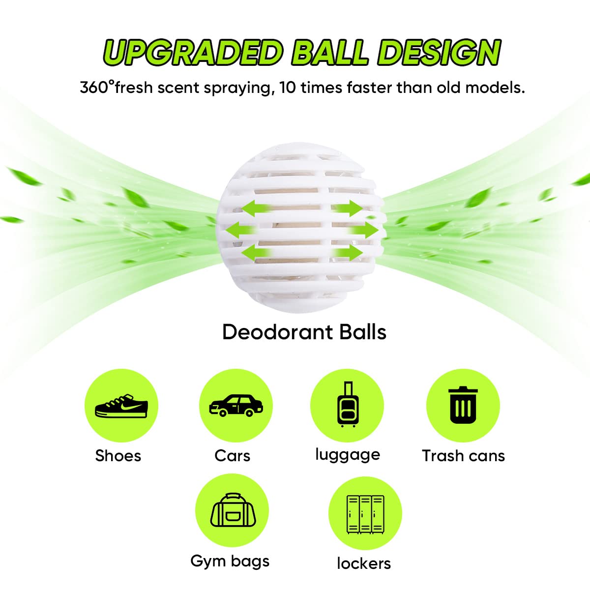 Deodorizer Balls for Sneaker Upgraded, Odor Purifying Ball Cleaner Eliminator for Shoes, Drawers, Lockers & Gym Bags - 6 Pack
